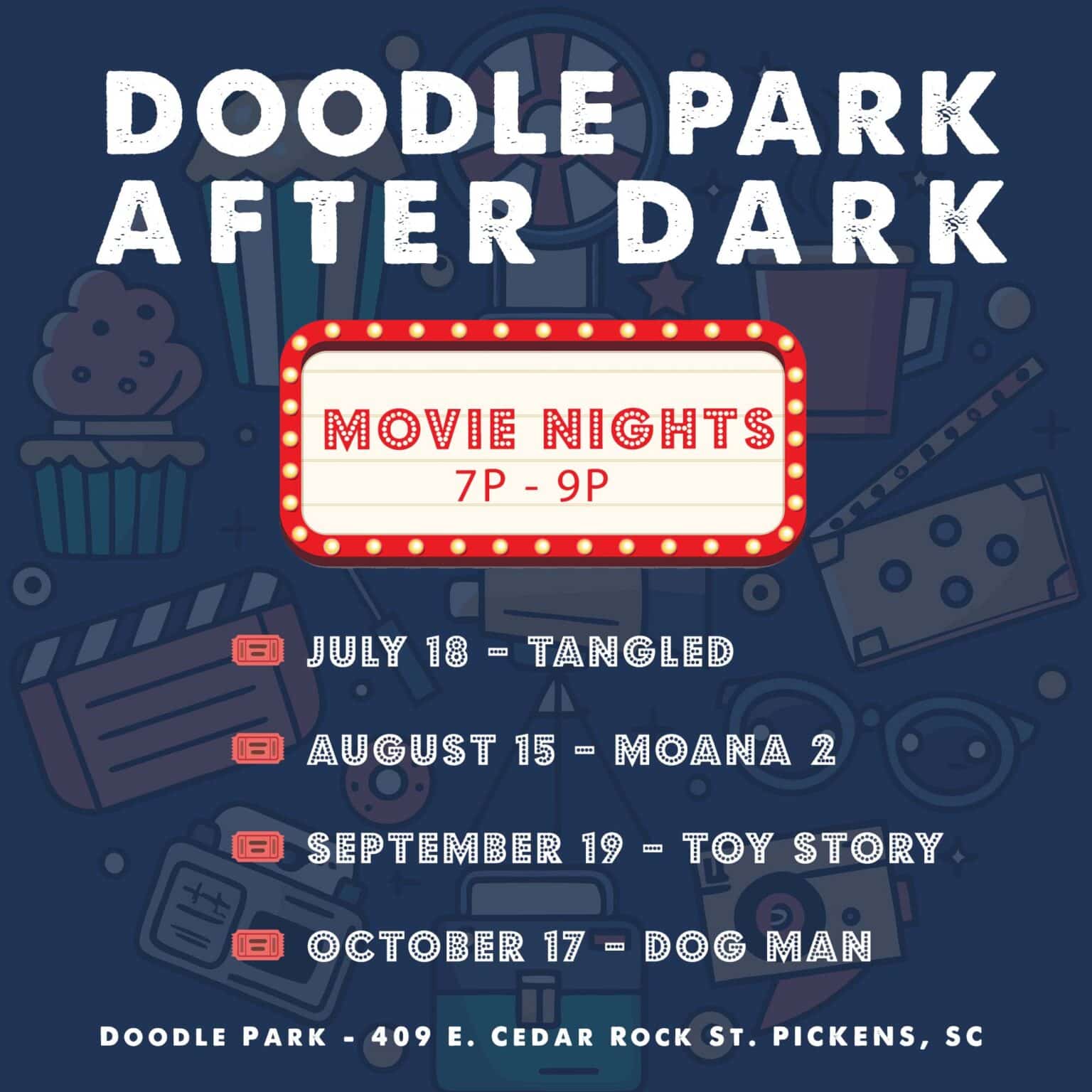 Doodle Park After Dark Movie Nights - Visit Pickens, SC